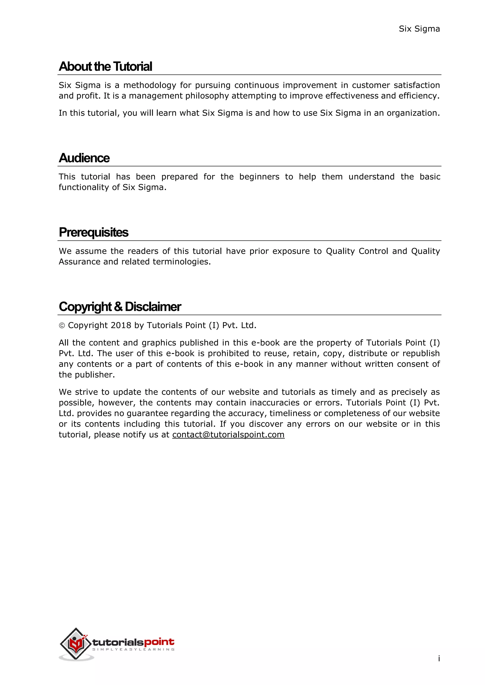 Six sigma tutorial | PDF