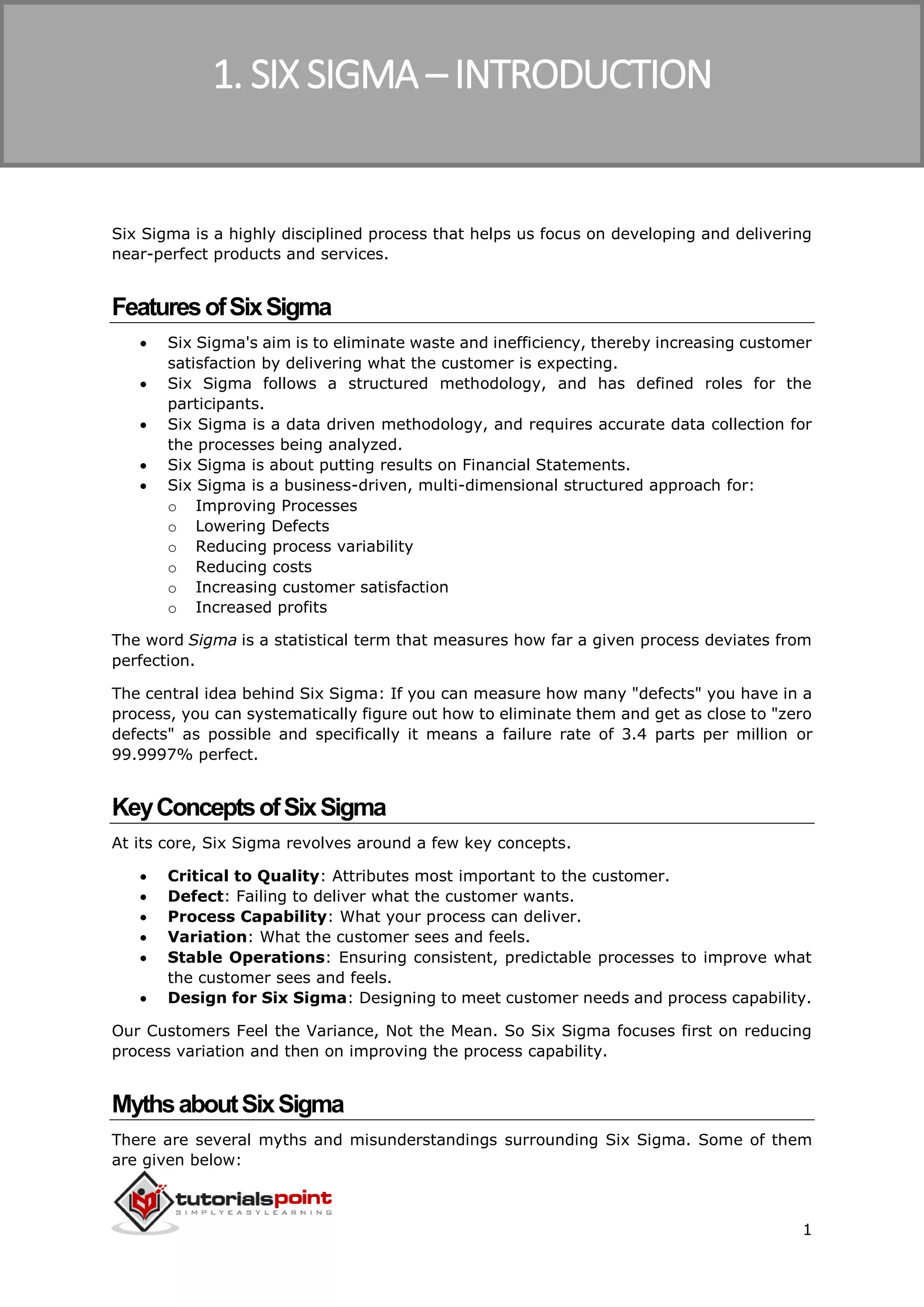 Six sigma tutorial | PDF