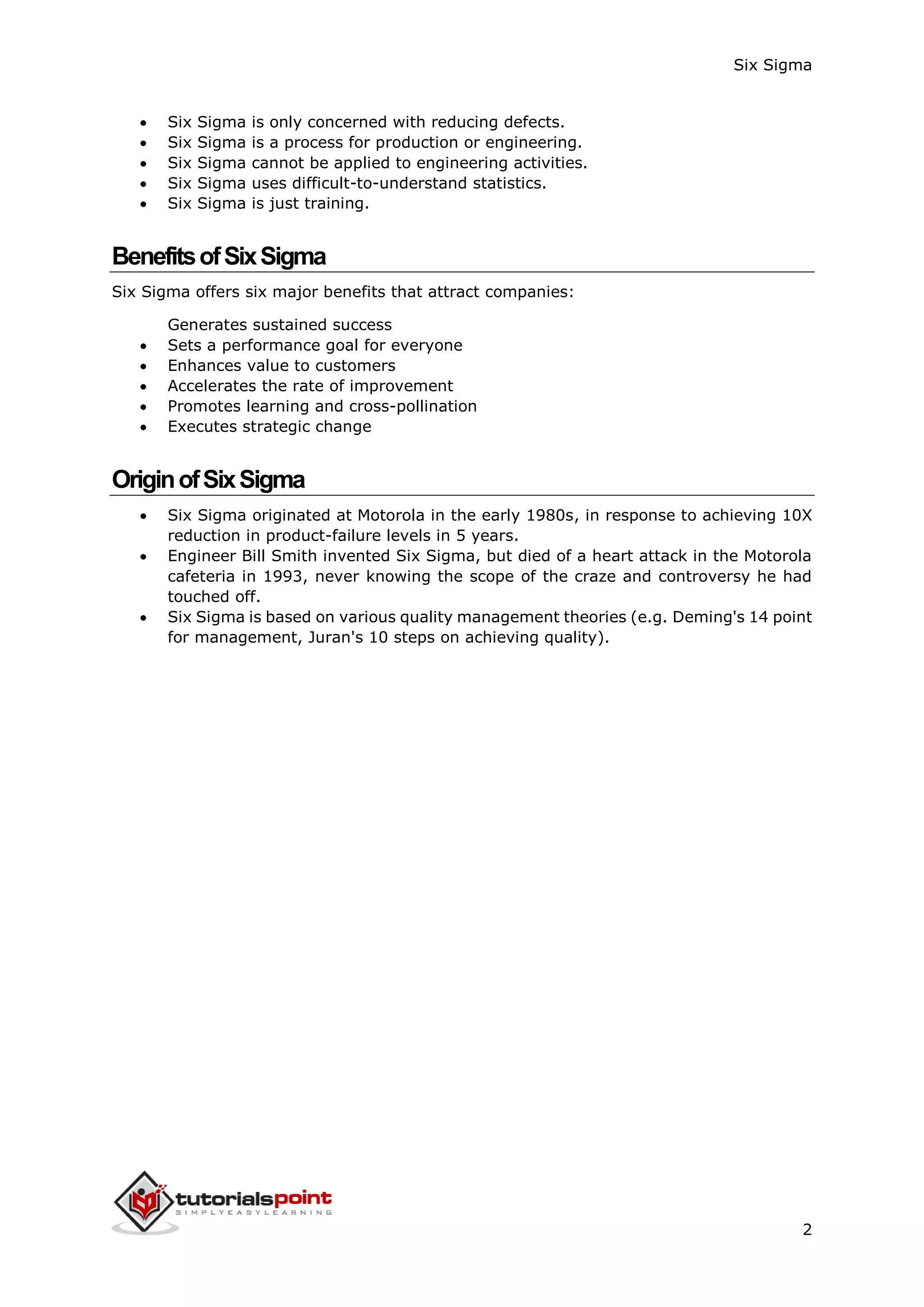 Six sigma tutorial | PDF