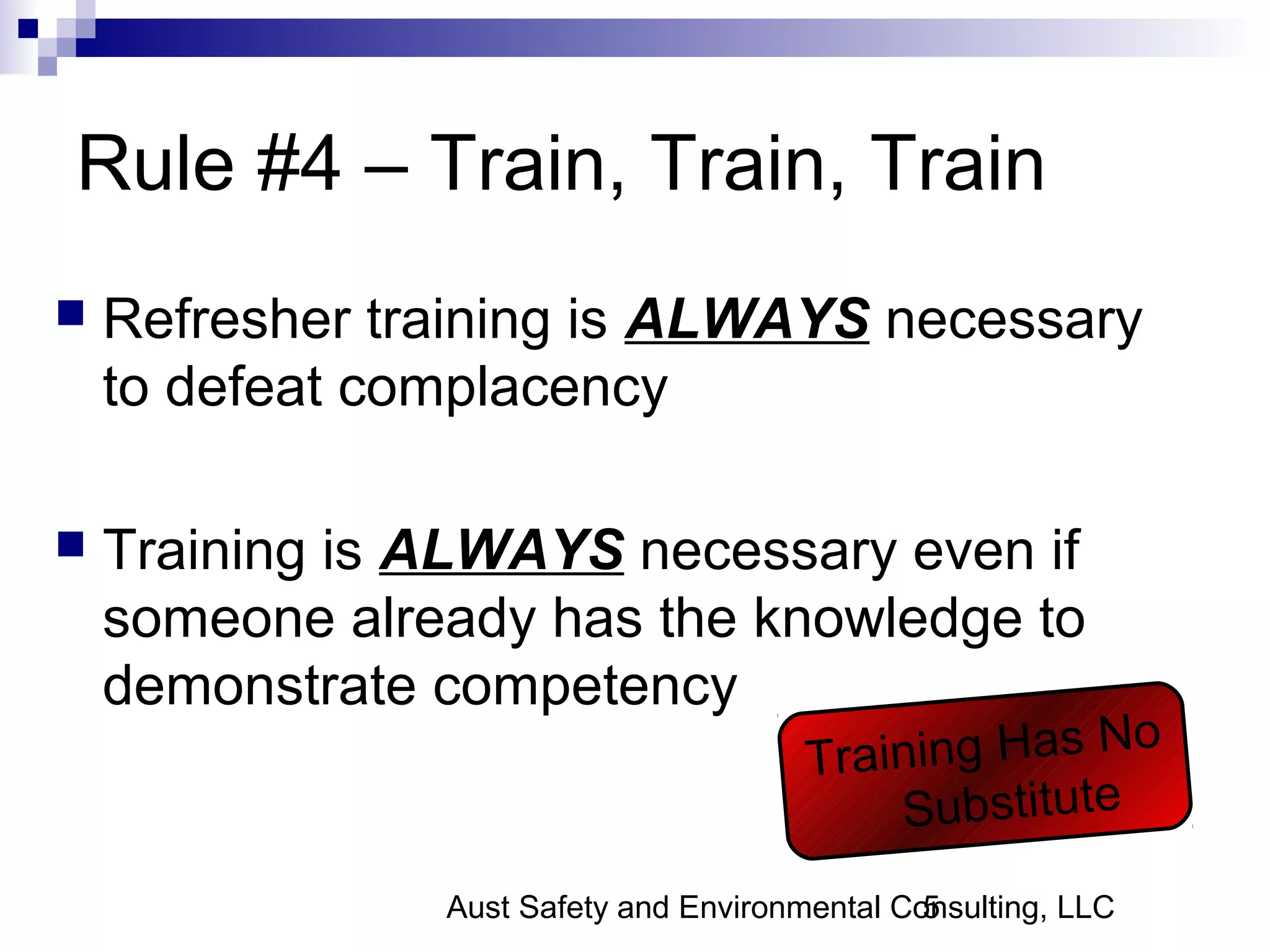 Six simple rules of training | PPT