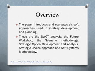 Evaluating Soft Approaches Used in Strategy Development and Planning by ...
