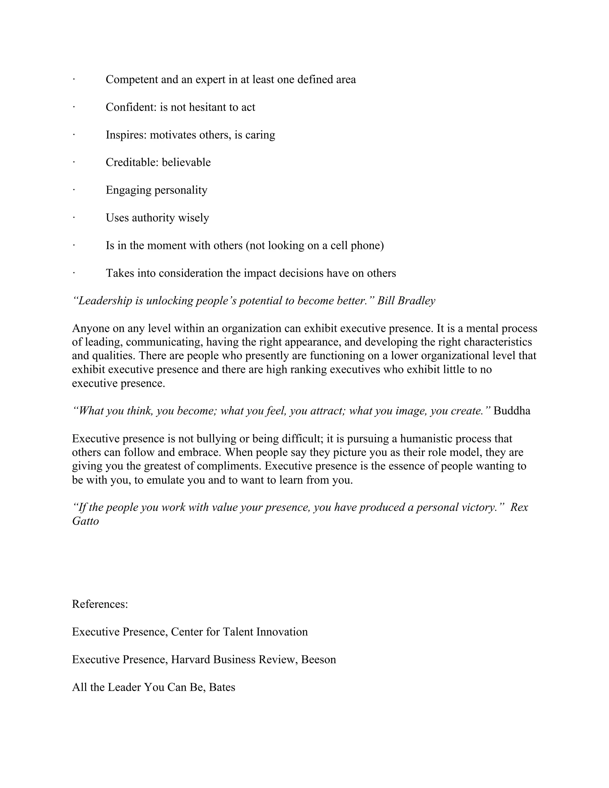 Six Step Process to Creating Executive Presence | PDF