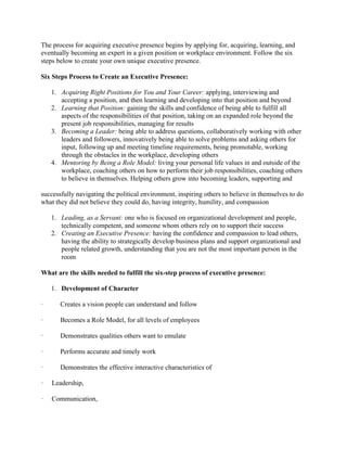 Six Step Process to Creating Executive Presence | PDF