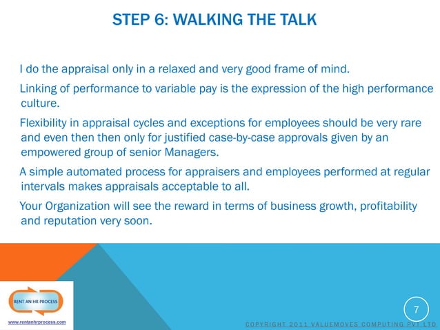 Six steps for performance appraisal success | PPT
