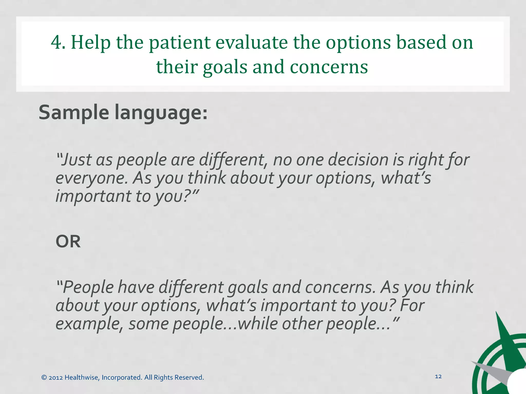 Six Steps of Shared Decision Making | PPTX