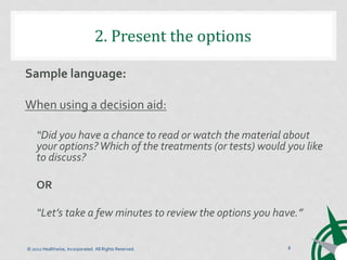 Six Steps of Shared Decision Making | PPTX