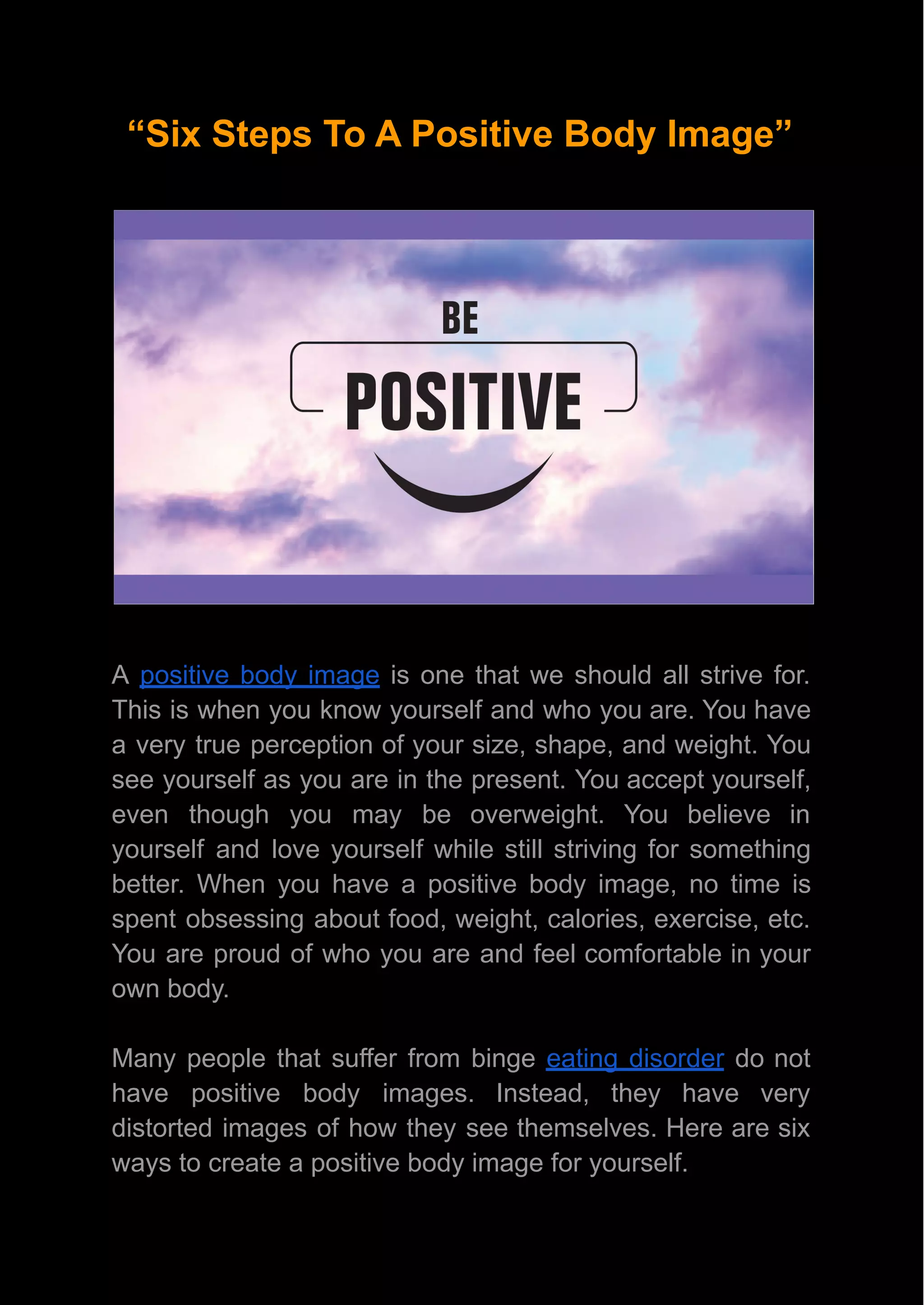 Six steps to a positive body image | PDF