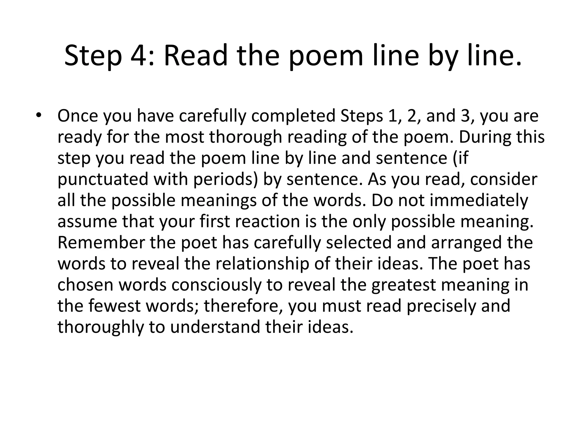 Six steps to help analyze a poem | PPT