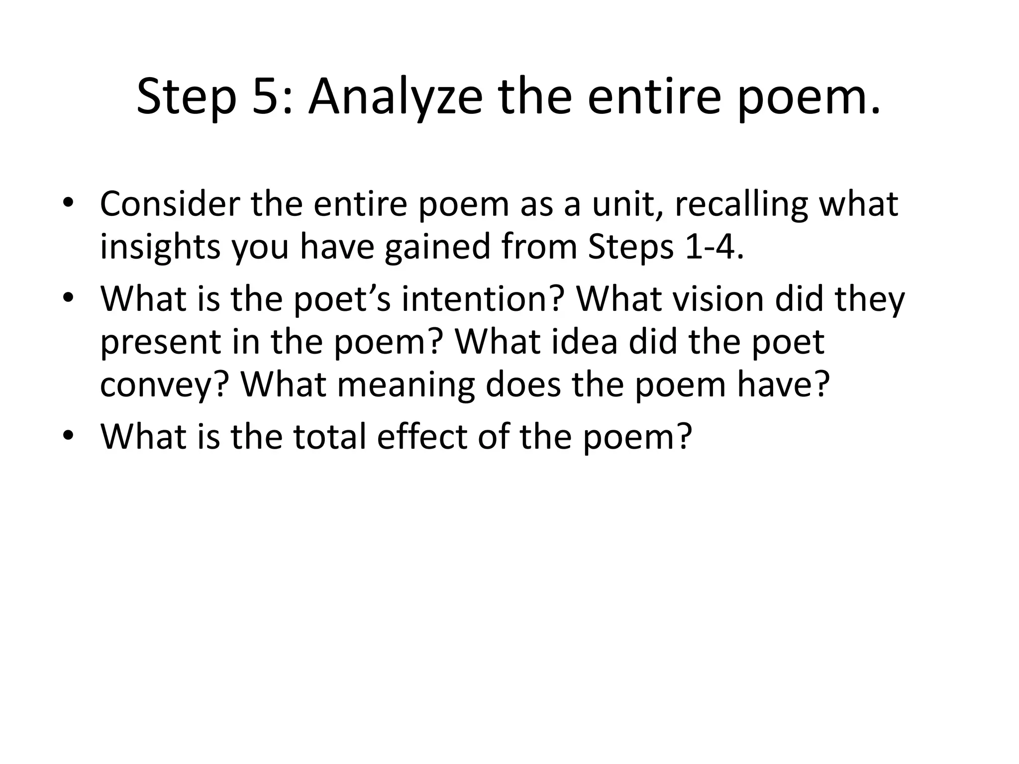 Six steps to help analyze a poem | PPT