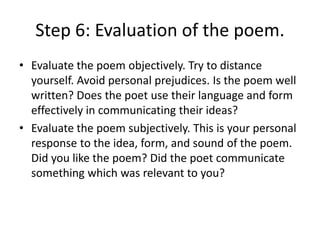 Six steps to help analyze a poem | PPT
