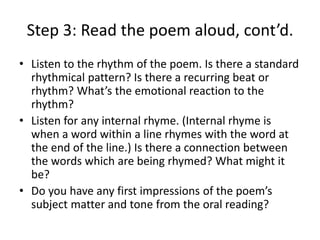 Six steps to help analyze a poem | PPT