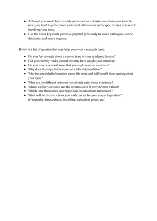 Six steps to help you select your research topic | PDF