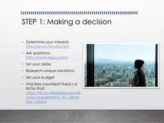 Six steps to plan the perfect vacation | PDF | Air Travel | Travel Type