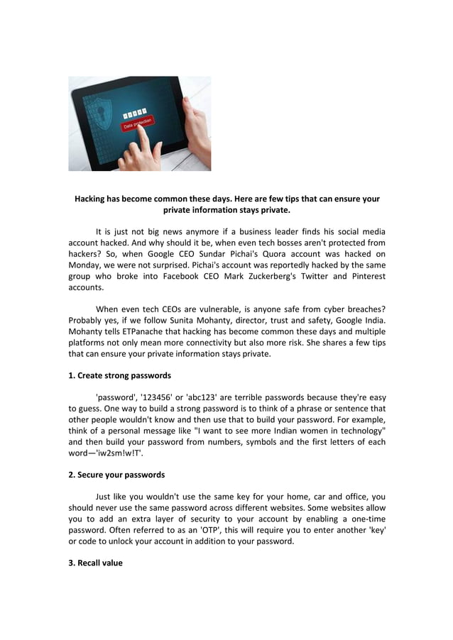 Six Steps To Protect Your Password From Hackers Pdf