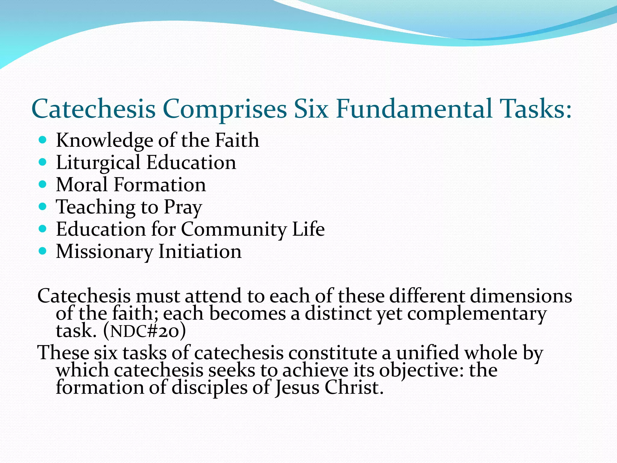 6 Tasks of Catechesis and the New Religion Curriculum | PDF