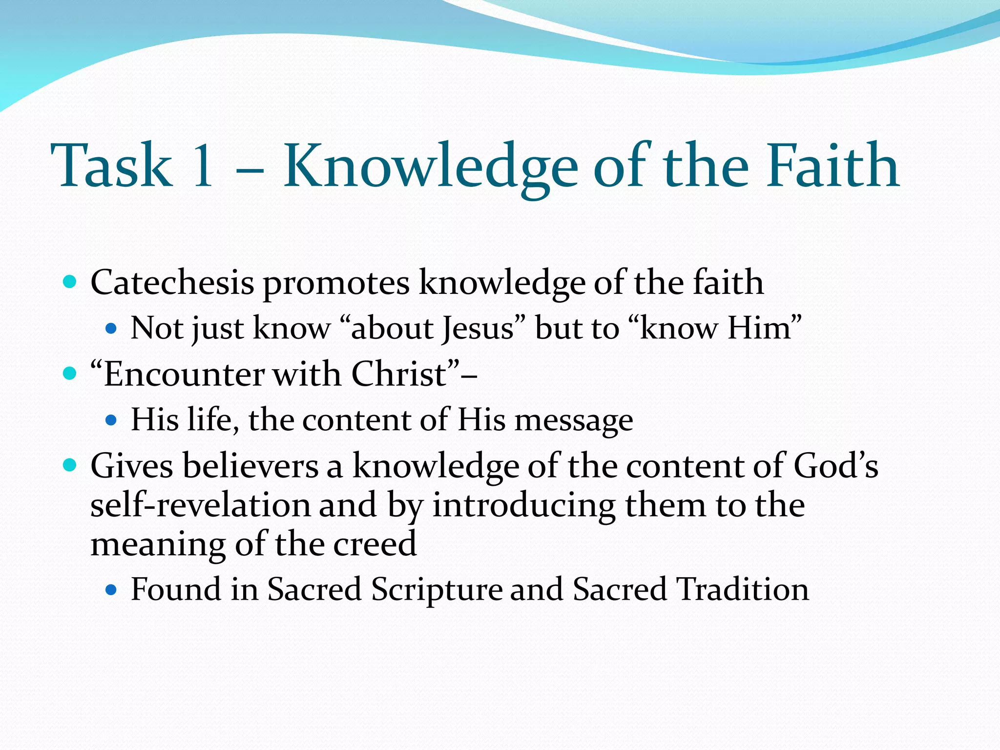6 Tasks of Catechesis and the New Religion Curriculum | PDF