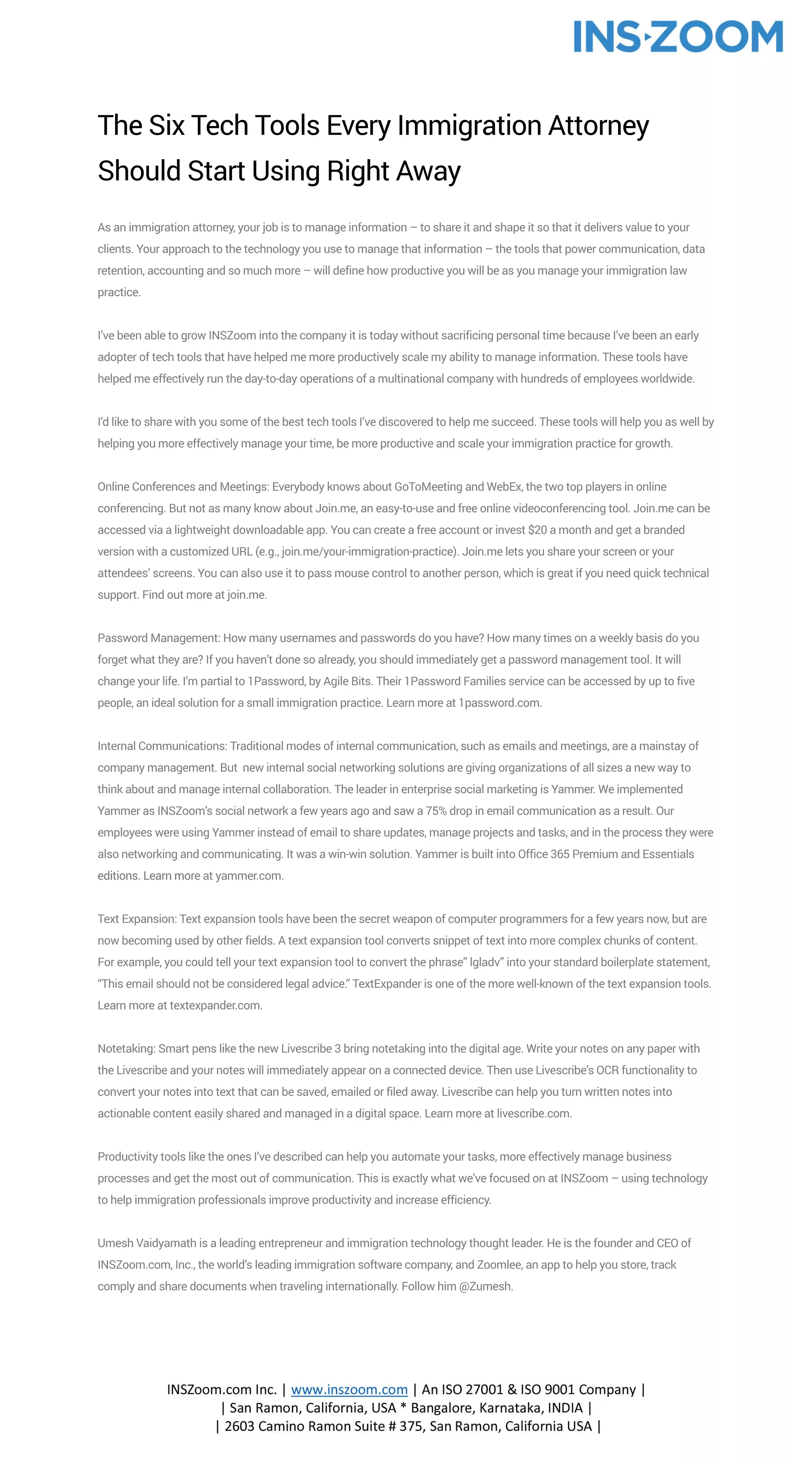 Six Tech Tools Every Immigration Attorney Should Begin | INSZoom Blog | PDF