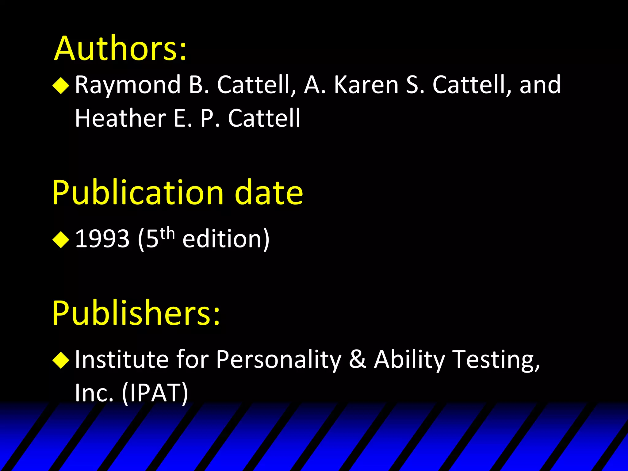 Sixteen Personality Factor Questionnaire (5th Edition) Training Module ...