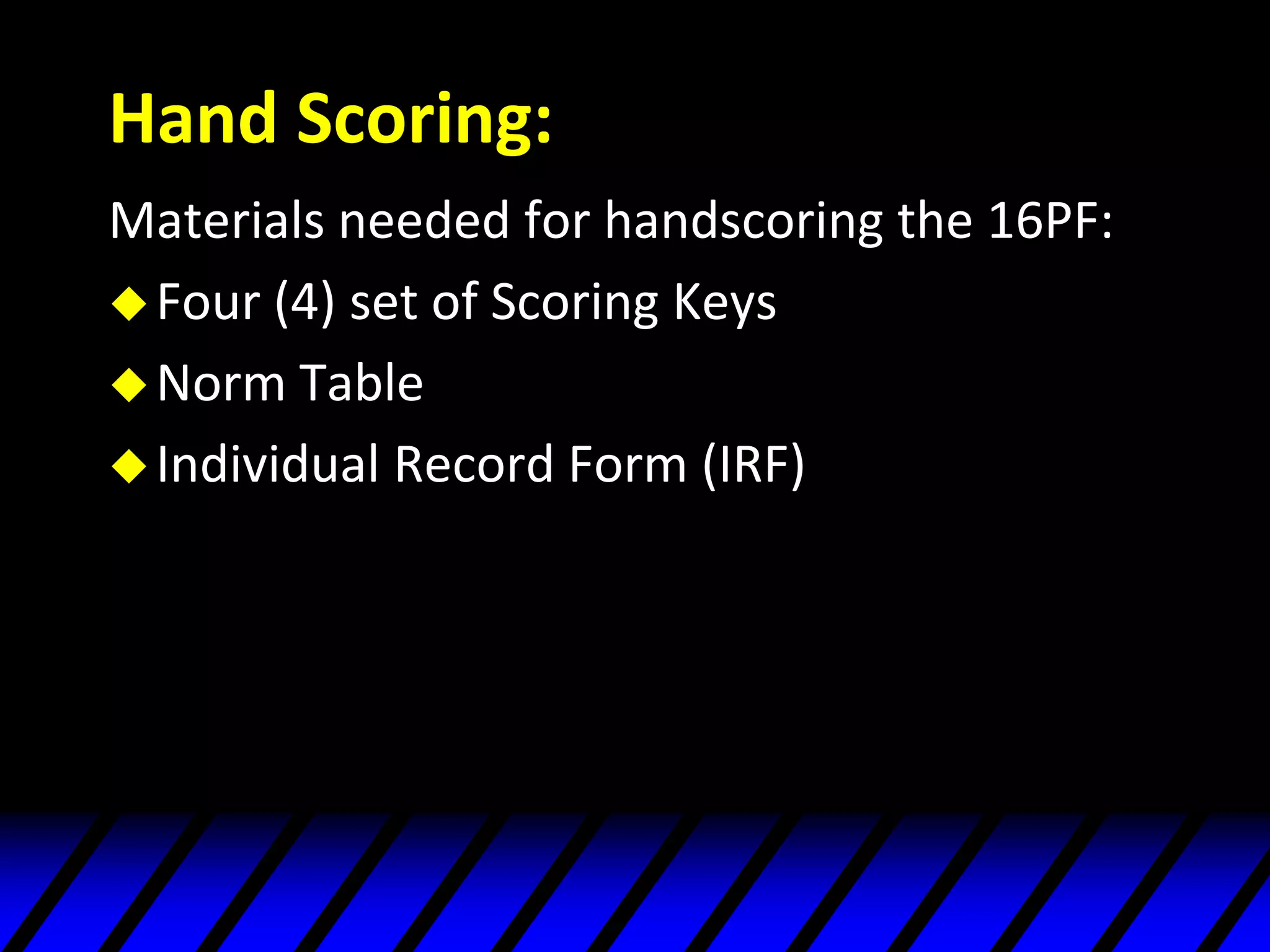 Sixteen Personality Factor Questionnaire (5th Edition) Training Module ...