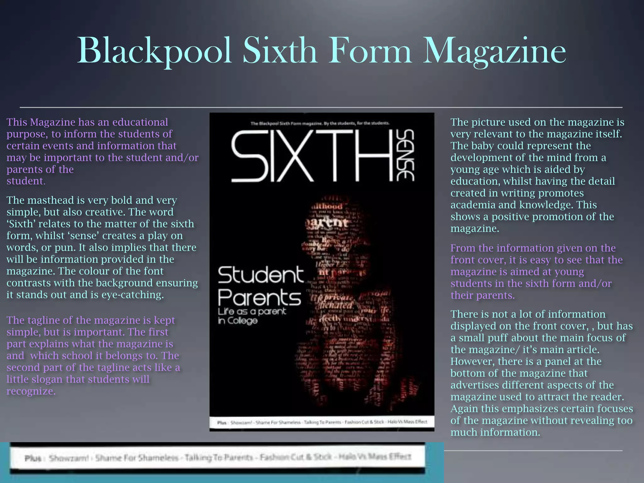 Sixth form magazine analysis | PPT