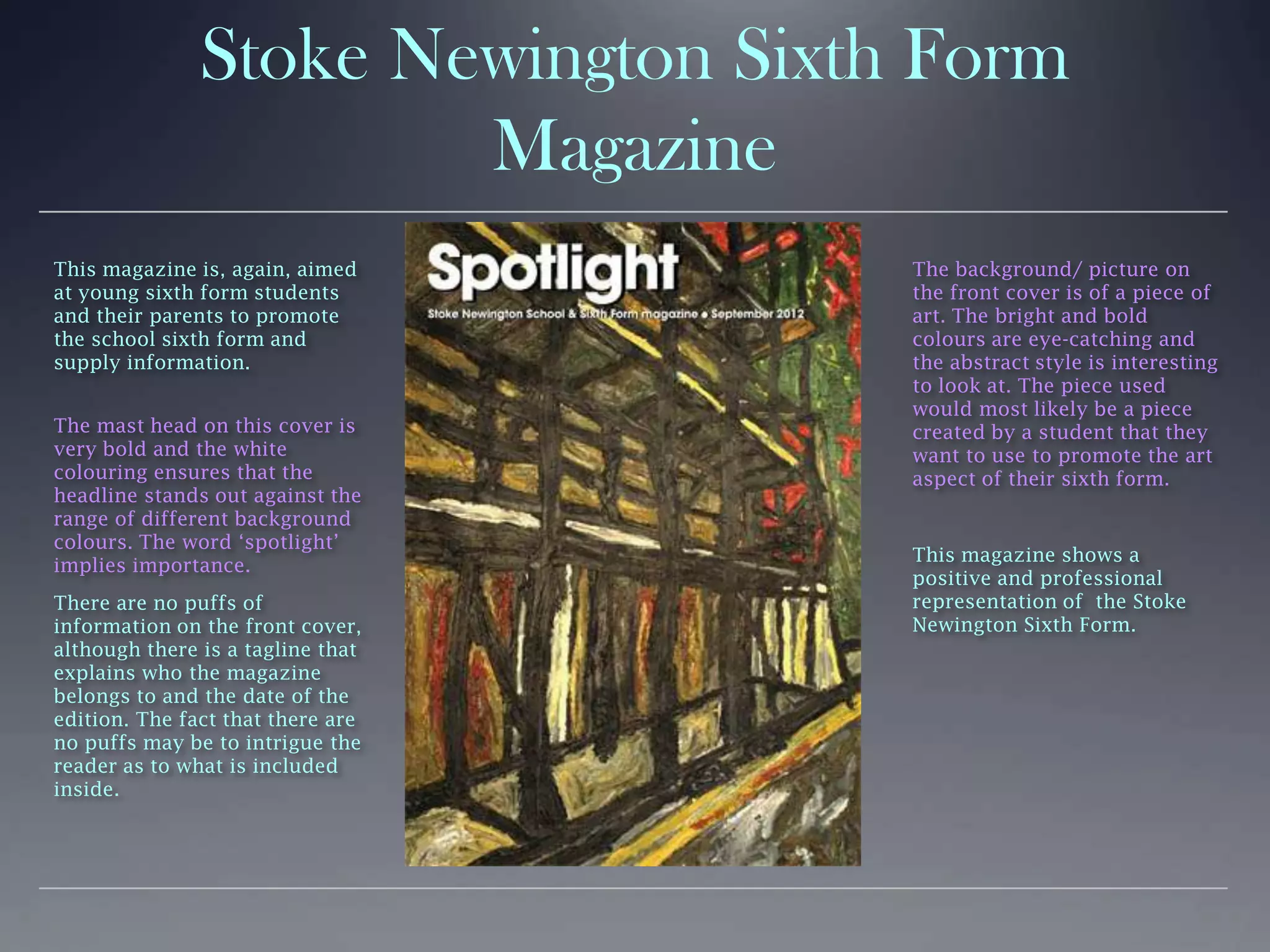 Sixth form magazine analysis | PPT