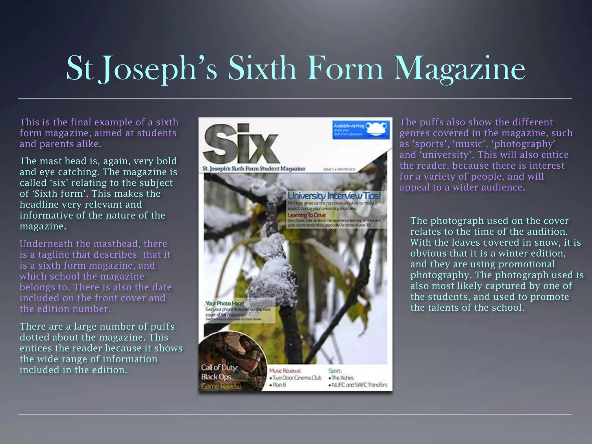 Sixth form magazine analysis | PPT