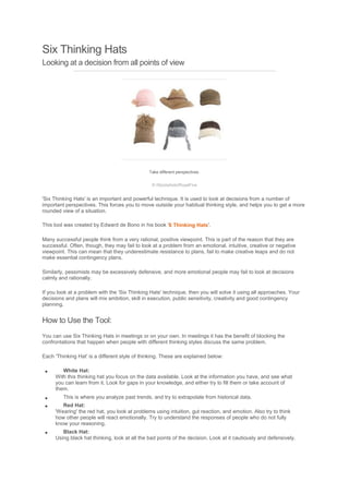 Six Thinking Hats | PDF | Green Solutions | Business