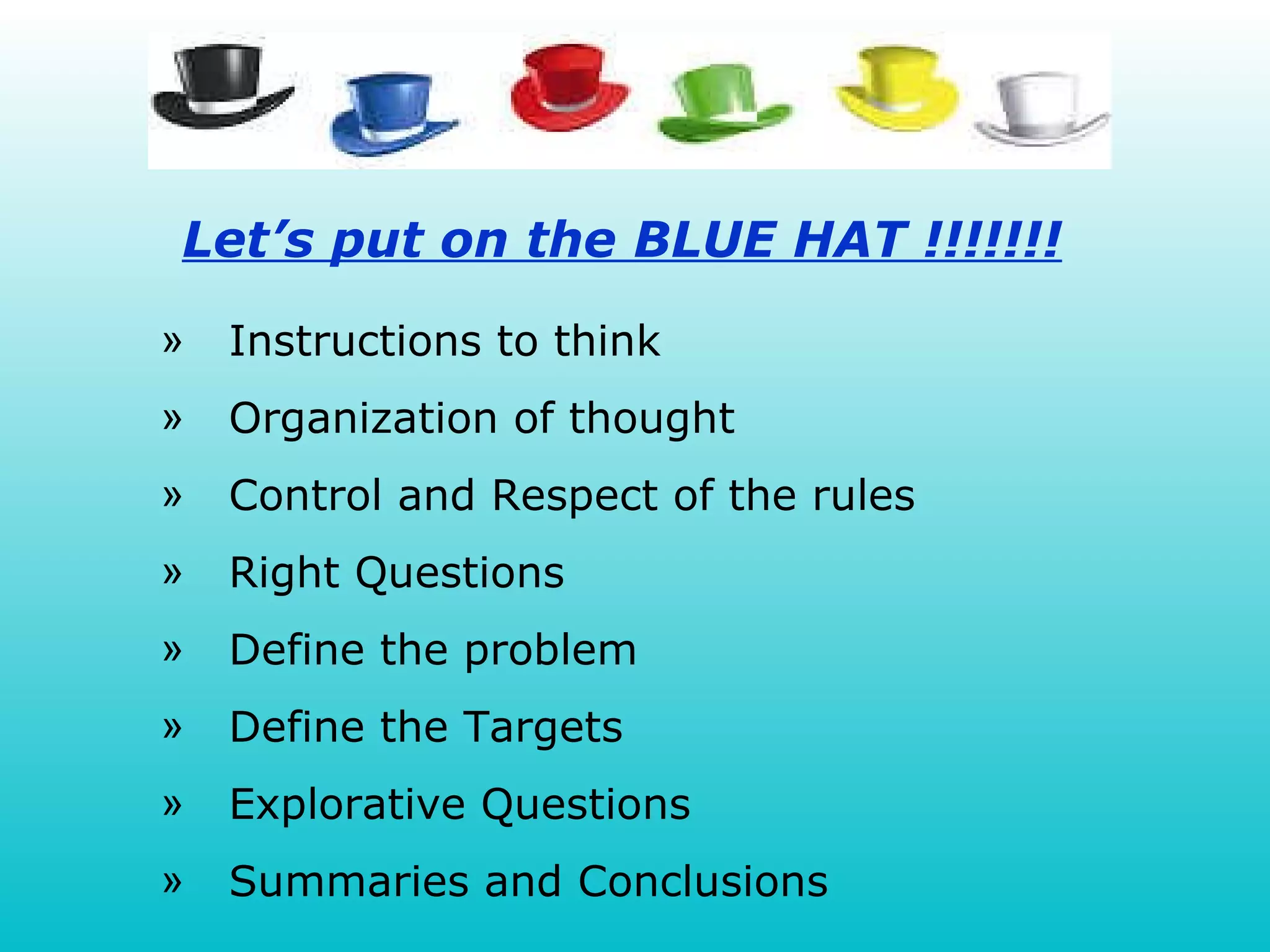 Six Thinking Hats Final Ppt | PPT