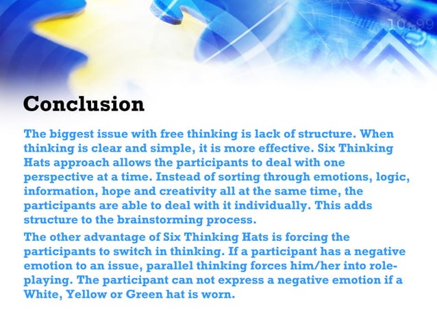 Six thinking hats brainstorming technique training | PPT