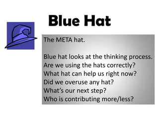 Six thinking hats exercise | PPTX