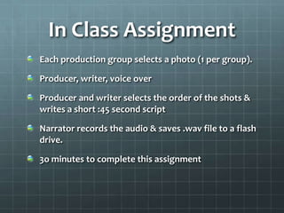 Digital Media Production: Planning - Narration - Intro to Editing | PPTX