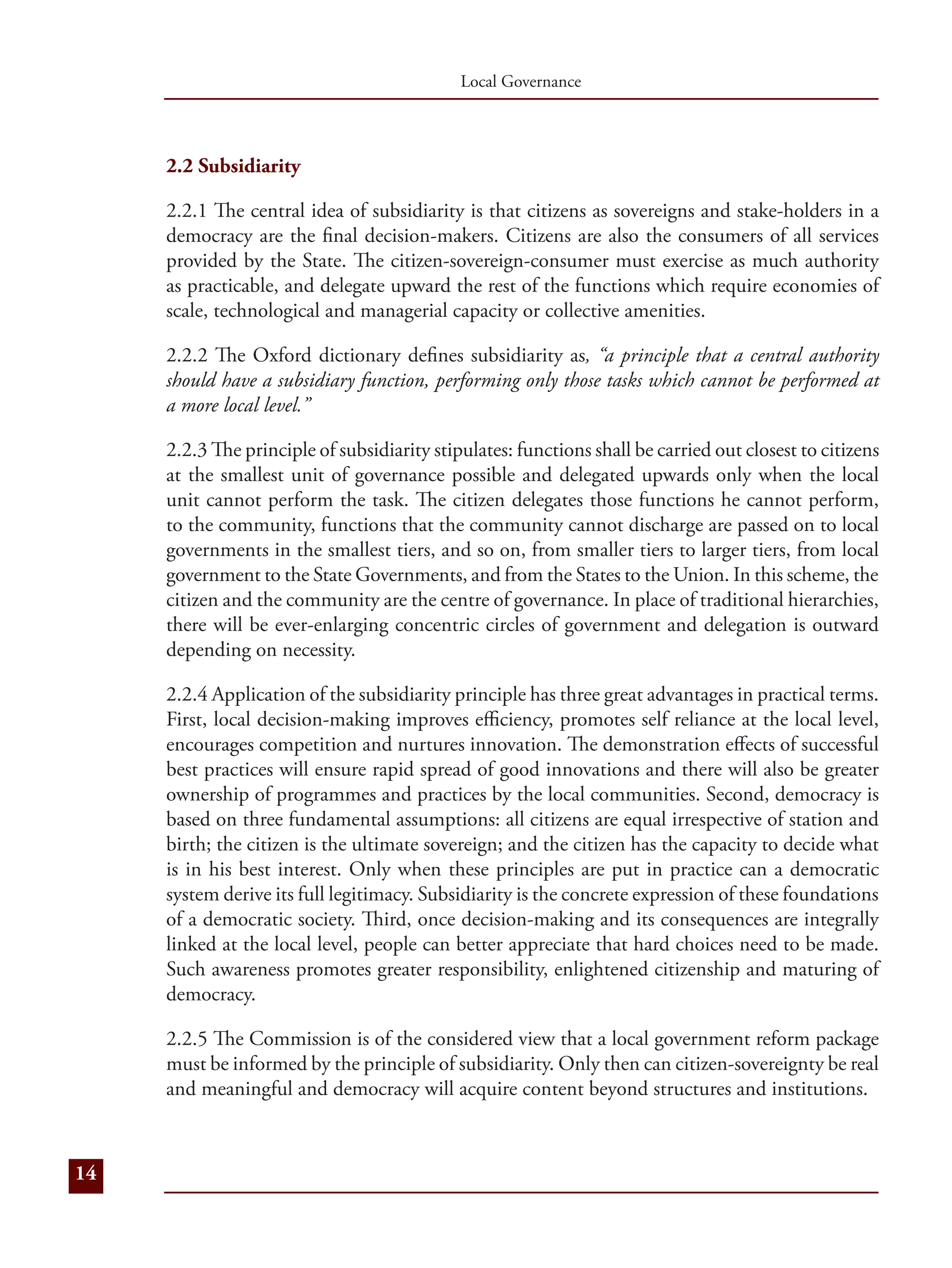 Second ARC(Sixth Report) -Local Governance(Government of India) | PDF