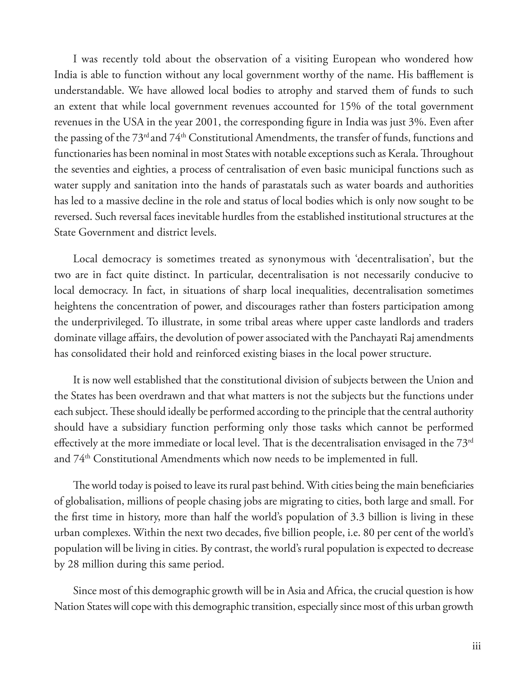 Second ARC(Sixth Report) -Local Governance(Government of India) | PDF