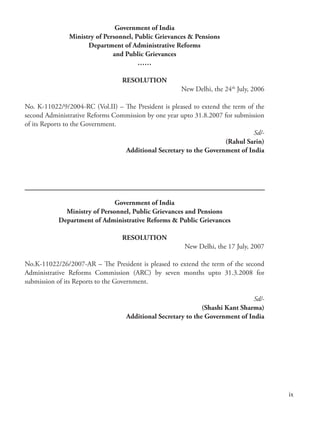 Second ARC(Sixth Report) -Local Governance(Government of India) | PDF