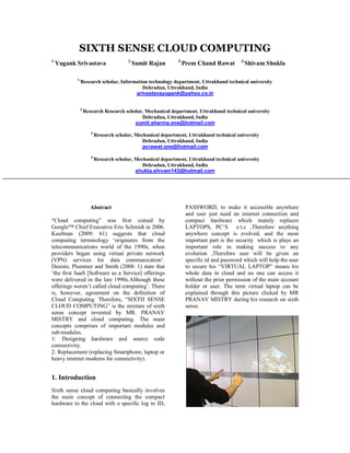 Sixth sense cloud computing | PDF