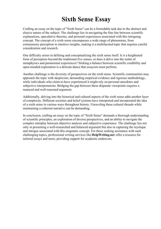 Sixth Sense Essay | PDF