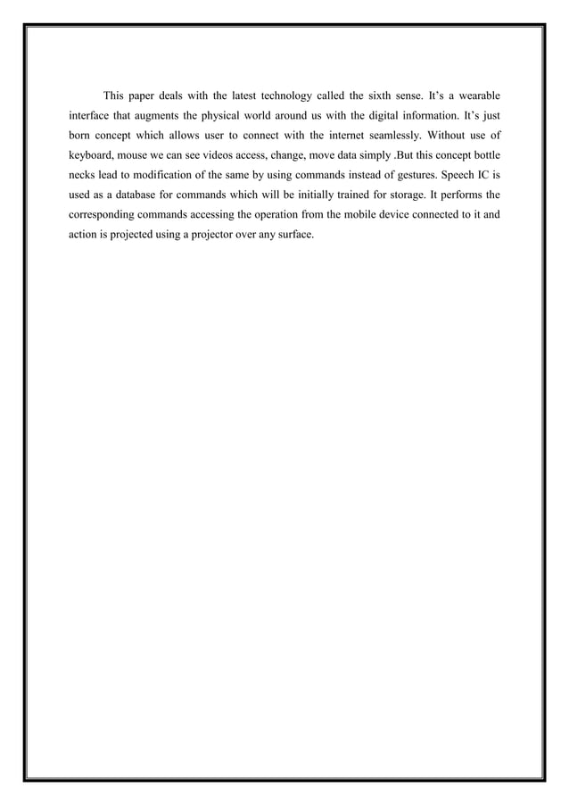 SIXTH SENSE TECHNOLOGY REPORT | DOC