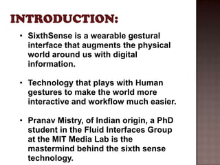 Sixth Sense Technology | PPT