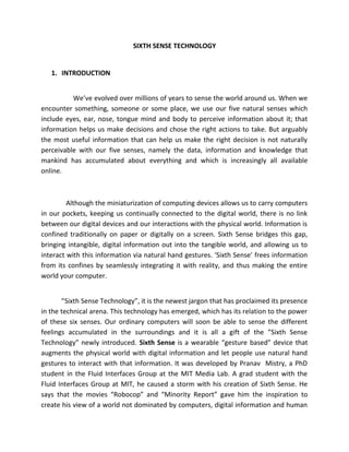 Sixth sense technology | DOC