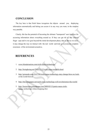 Sixth sense technology documentation | PDF