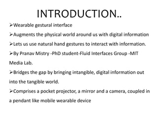 Sixth sense technology(Pranav Mistry) | PPTX