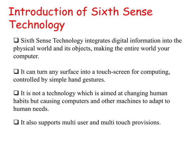 Sixth sense technology ppt | PPT