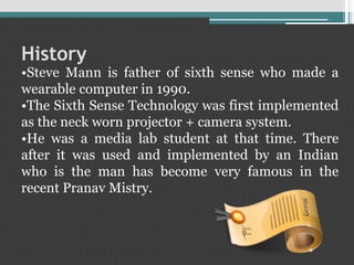 Sixth sense technology ppt | PPTX