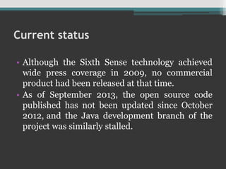 Sixth sense technology ppt | PPT