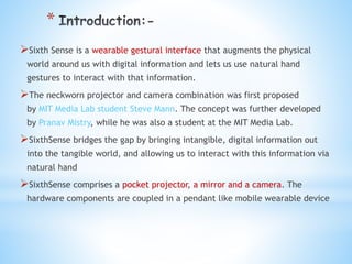 Sixth sense technology(seminar presentation) | PPTX