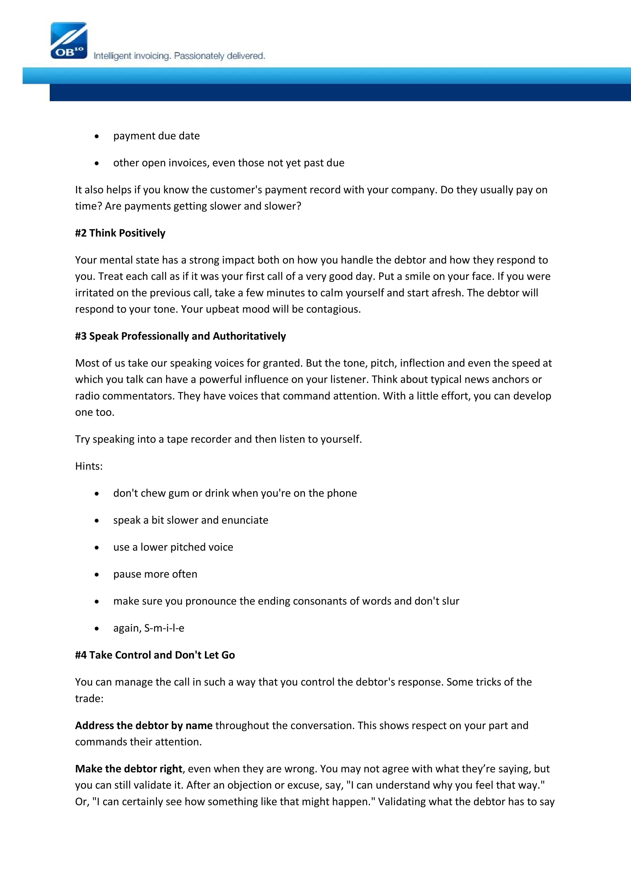 Six tips for making collection calls that get results | PDF