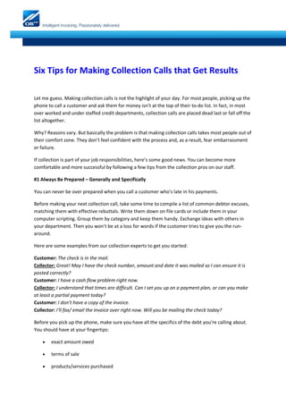 Six tips for making collection calls that get results | PDF