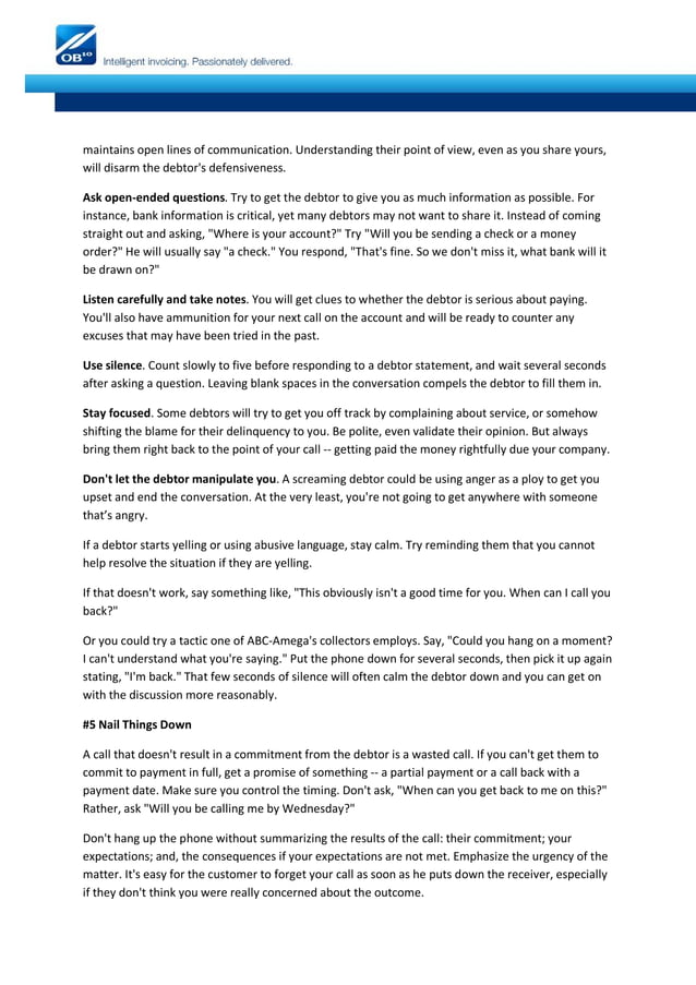 Six tips for making collection calls that get results | PDF