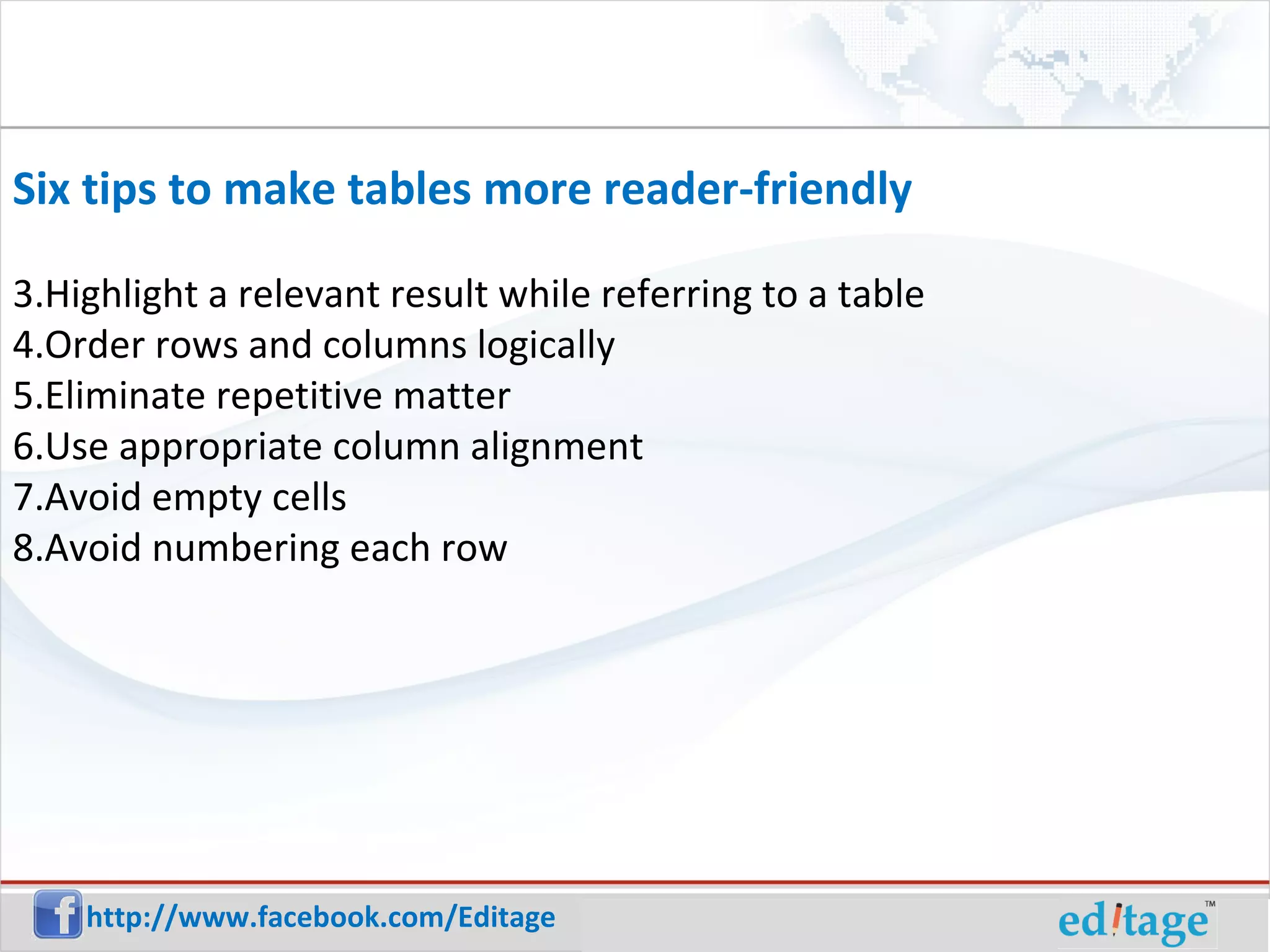 Six tips to make tables more reader friendly | PPT