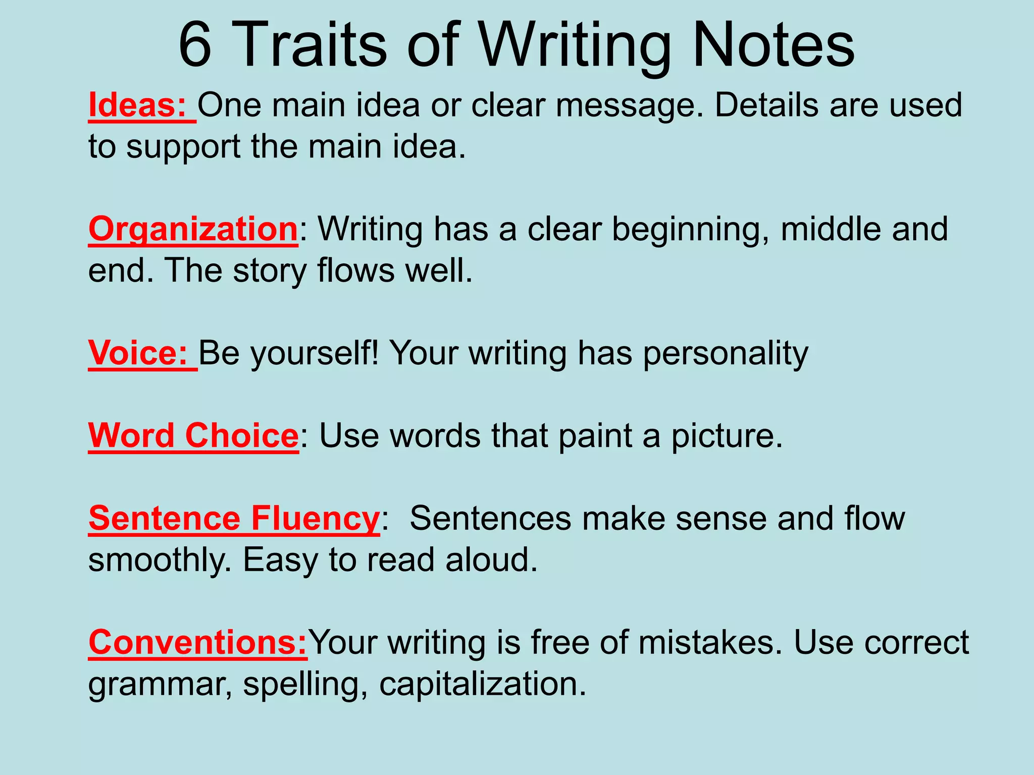 Six traits pp | PPTX